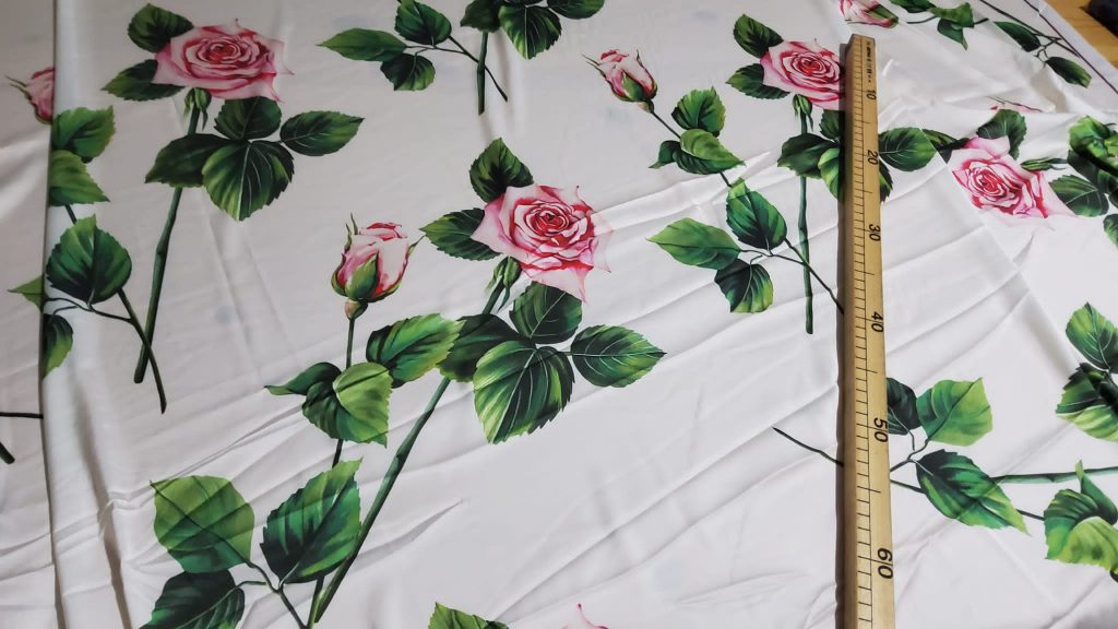 Silk Polyester Stretch Satin Fabric With Pink Roses,very Soft And ...