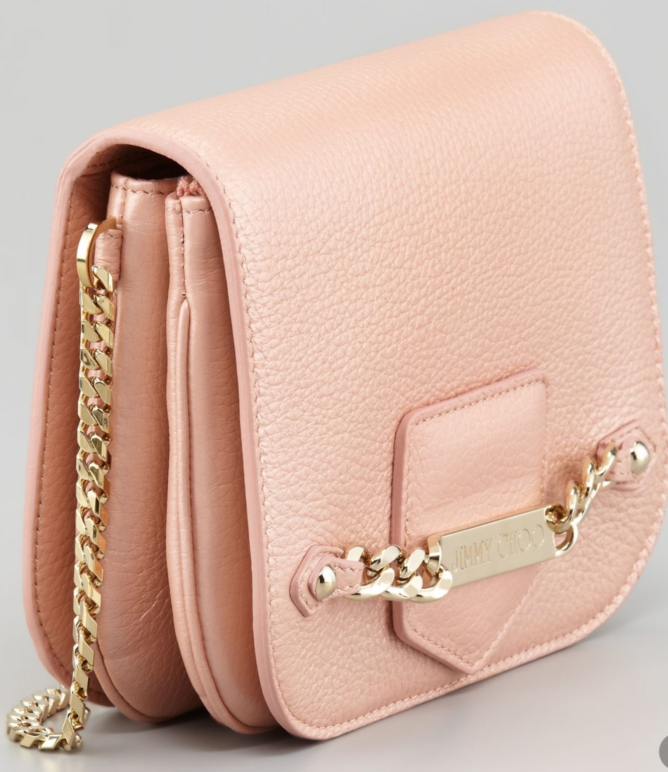 Jimmy Choo Shadow Grainy Pink Leather Crossbody Bag/Authentic NEW With ...