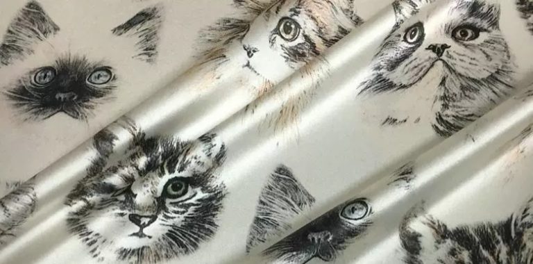 Designer Cat Design Silk Fabric/Fashion Week Cats Pattern Designers ...