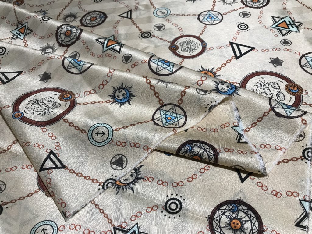 Exclusive Italian Silk Fabric Depicting Astrology Signs And Symbols ...