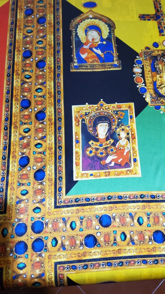 Italian Designer Silk Madonna Pattern Fabric ⋆