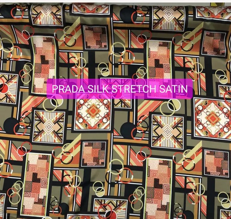 Prada Silk Fabric Geometric Design Stretchy Silk Satin 2021 Collection ...