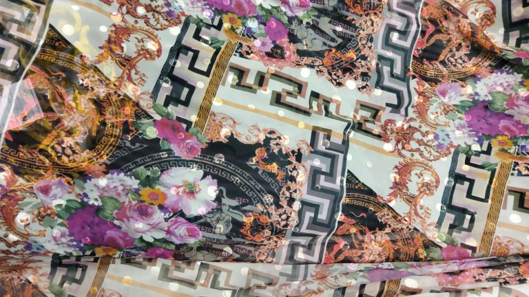 Exclusive Silk Chiffon Devore With Velvet Dots,floral Pattern,Alta Moda ...