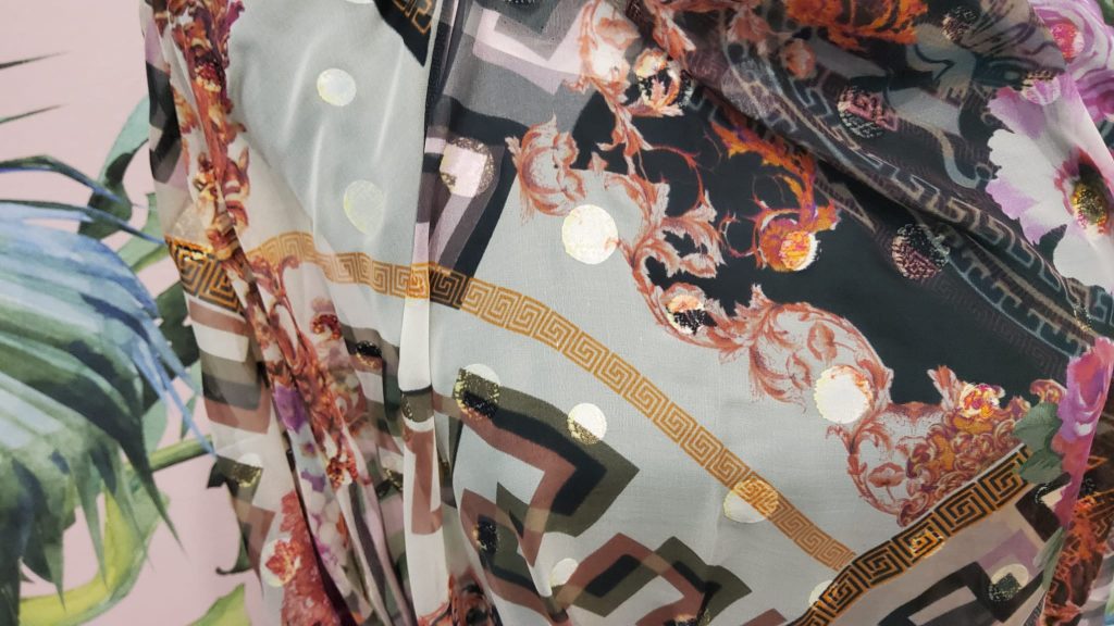 Exclusive Silk Chiffon Devore With Velvet Dots,floral Pattern,Alta Moda ...