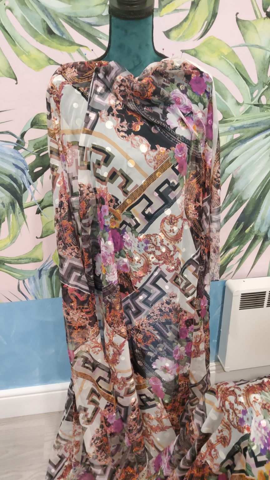 Exclusive Silk Chiffon Devore With Velvet Dots,floral Pattern,Alta Moda ...