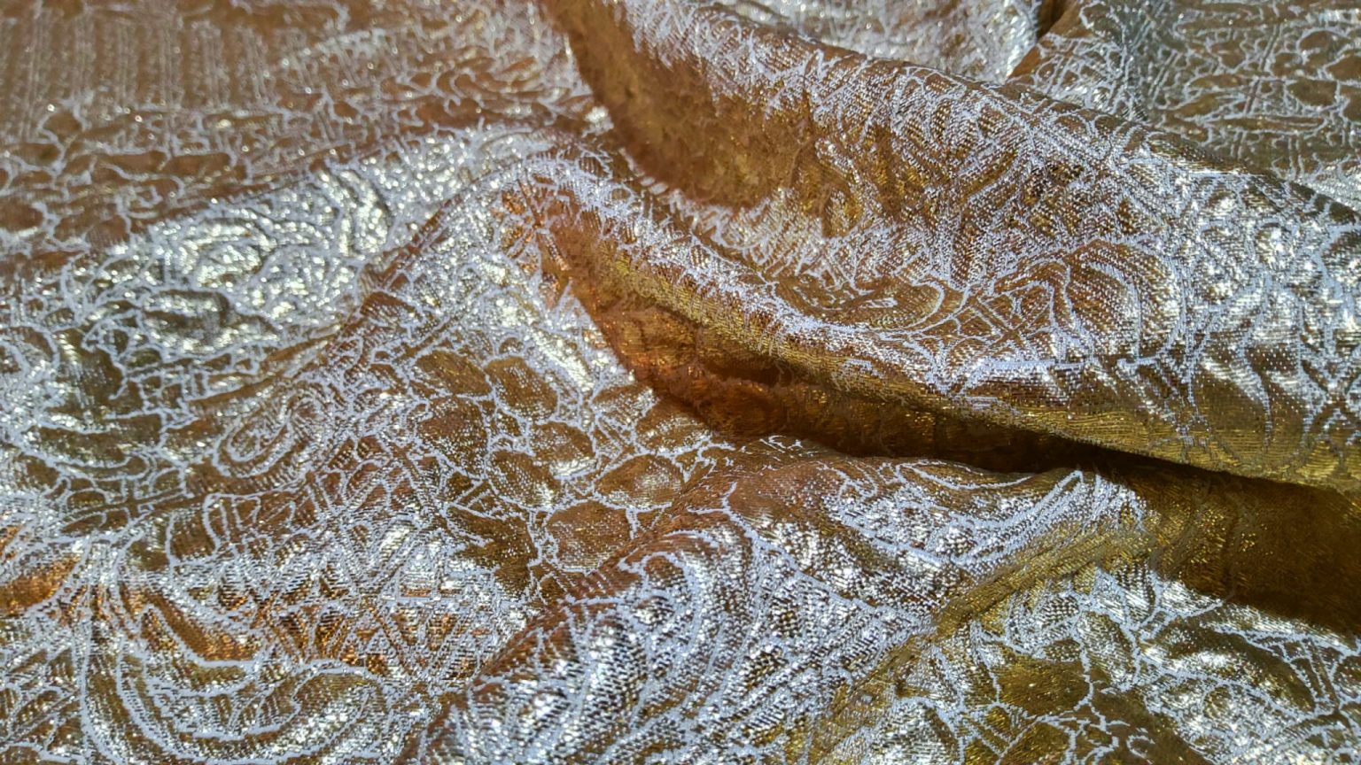 Italian Designer Gold Thread Silk Fabric Jacquard New Collection, 2022 ...