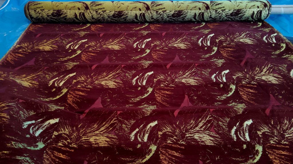 Rubelli Velvet Jacquard Hand Wooven Italian Fabric.Burgundy With Gold ...