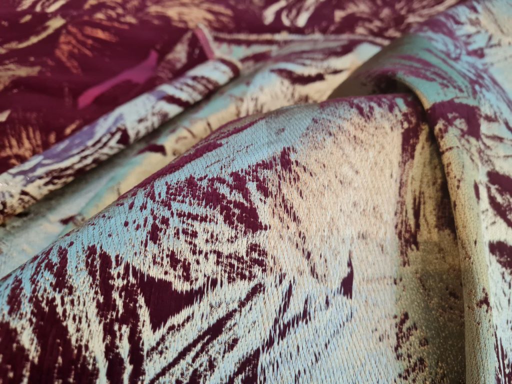 Rubelli Velvet Jacquard Hand Wooven Italian Fabric.Burgundy With Gold ...