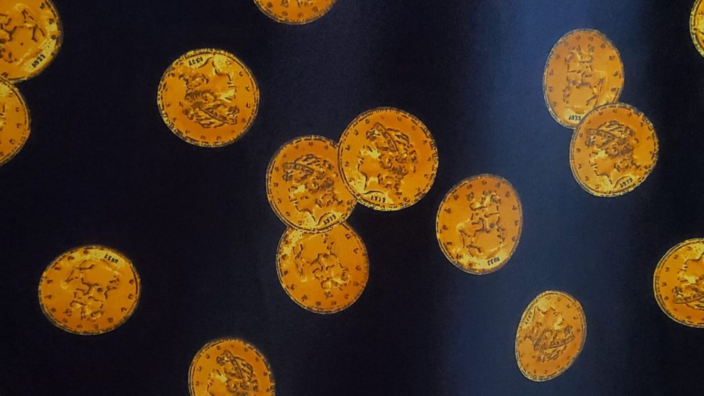 Silk Polyester Fabric With Coins Pattern,Alta Moda Fabric,Limited ...