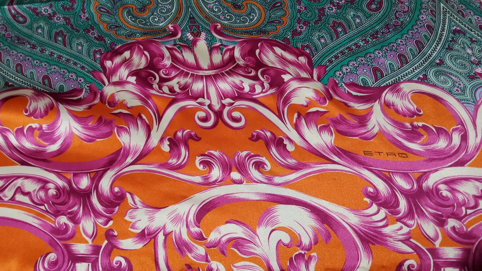 Etro Mulberry Silk Fabric,paisley And Baroque Pattern In Orange Pink ...