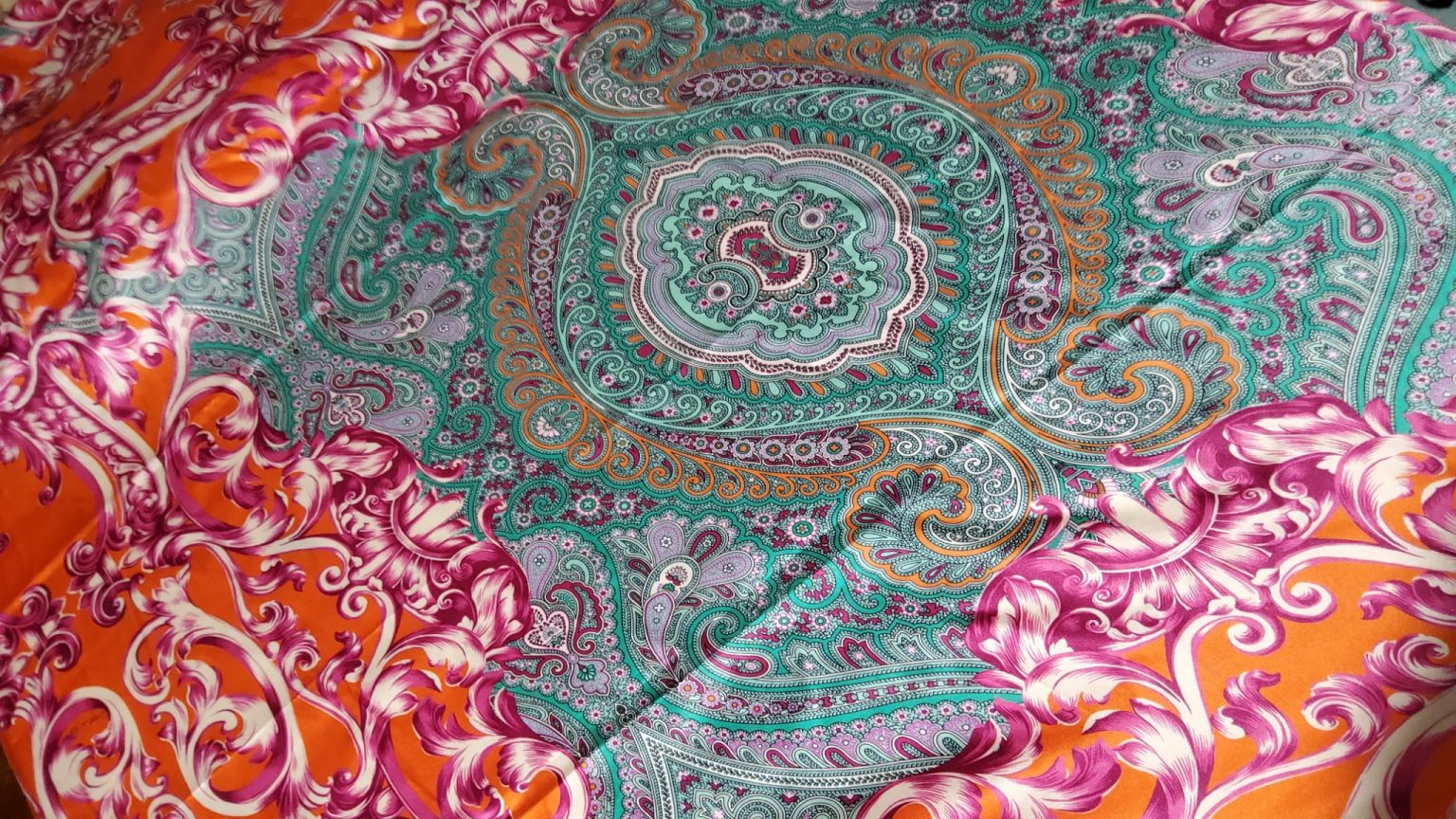 Etro Mulberry Silk Fabric,paisley And Baroque Pattern In Orange Pink ...