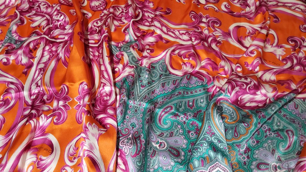 Etro Mulberry Silk Fabric,paisley And Baroque Pattern In Orange Pink ...