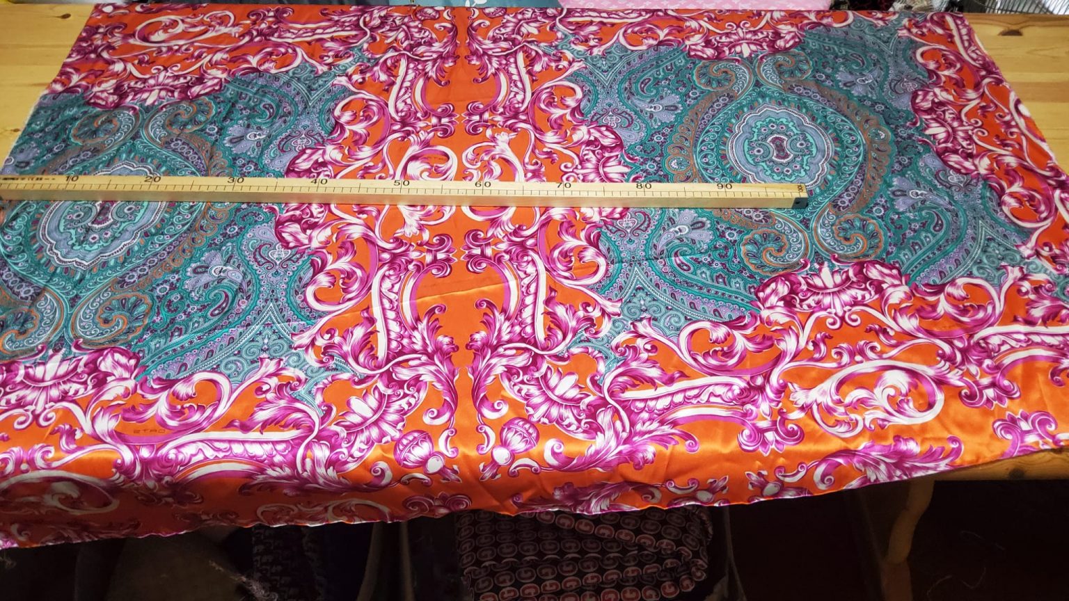 Etro Mulberry Silk Fabric,paisley And Baroque Pattern In Orange Pink ...