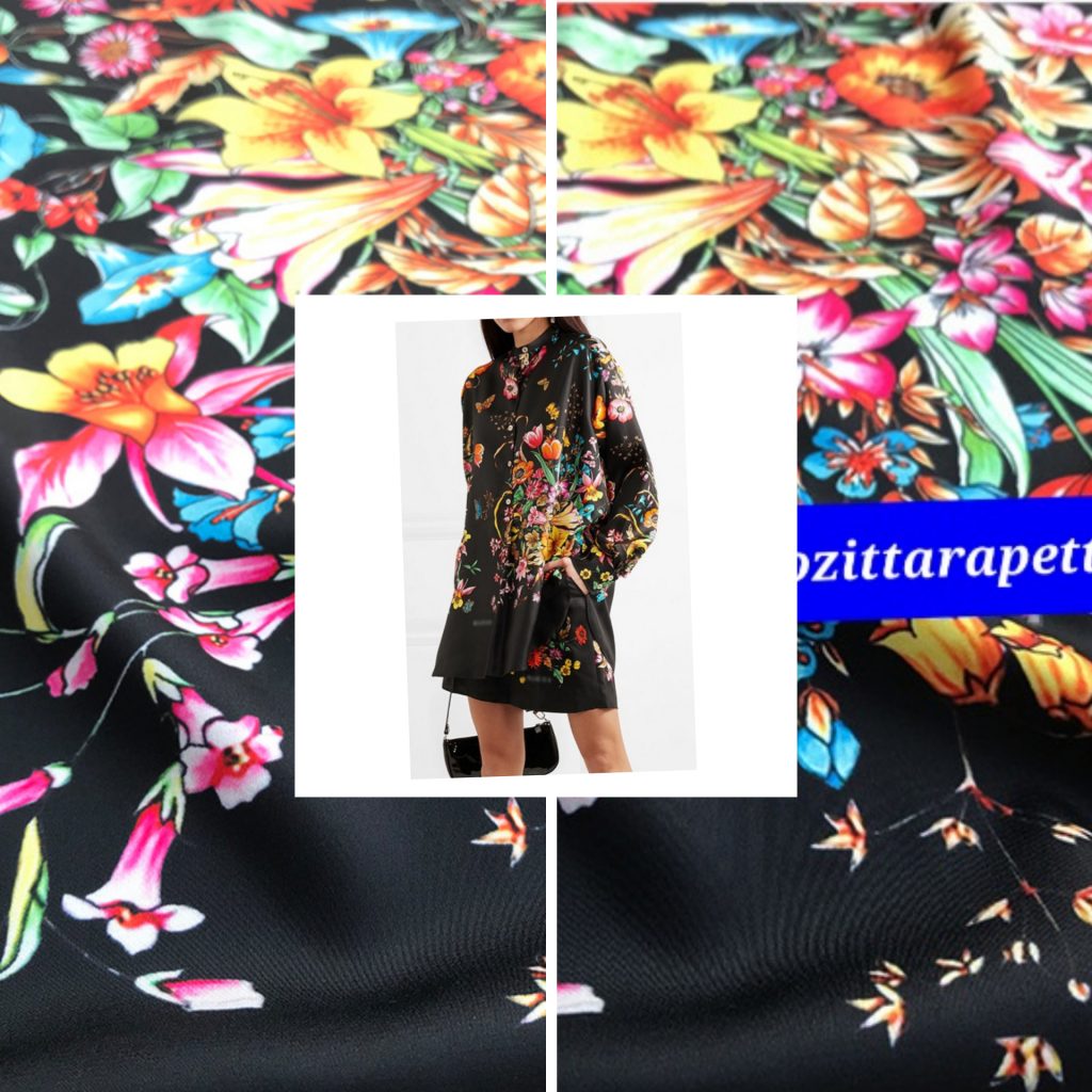Silk Satin In Floral Design,2021 Italian F/w Silk Fabric ⋆ Gucci Silk